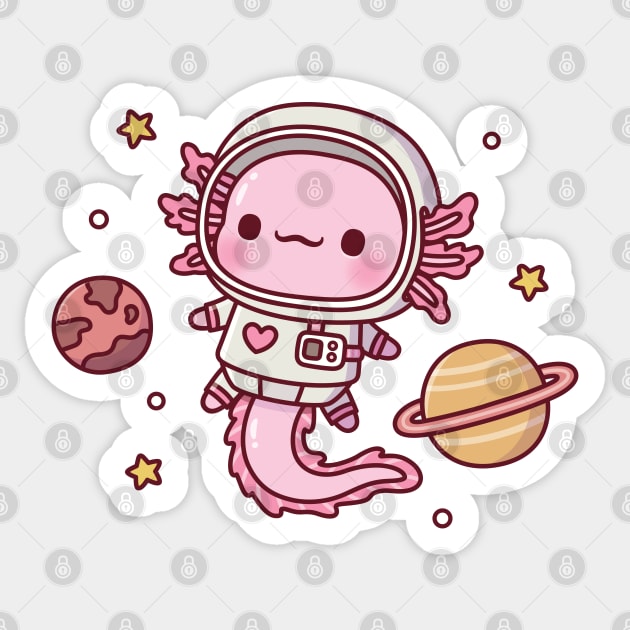Cute Axolotl Astronaut In Outer Space - Cute Axolotl - Sticker | TeePublic